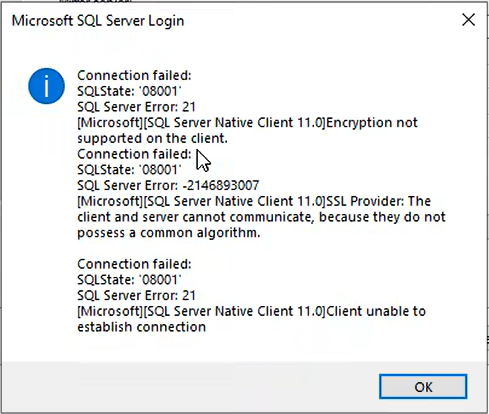 SQLCoffee - SQL Server Error 21: Encryption not supported on the client